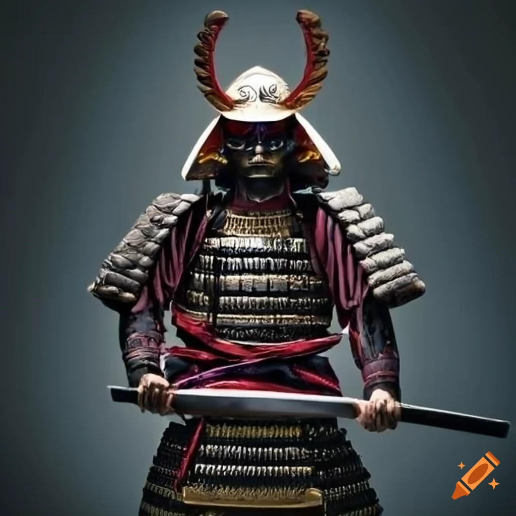 A powerful samurai holding a sharp katana sword
