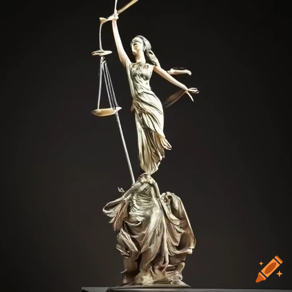 Lady justice flying contemporary sculpture
