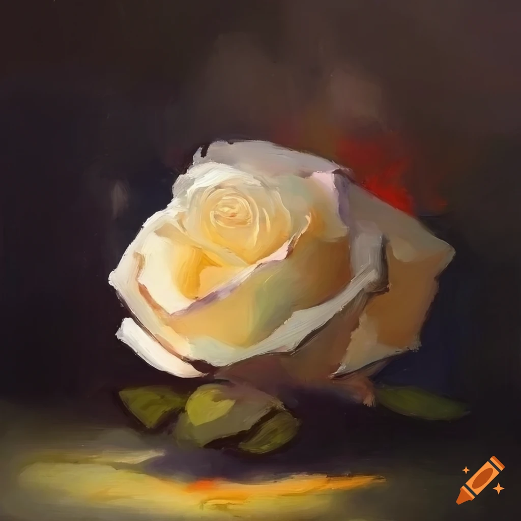 Monets white rose still life with captivating lighting and brushstrokes ...