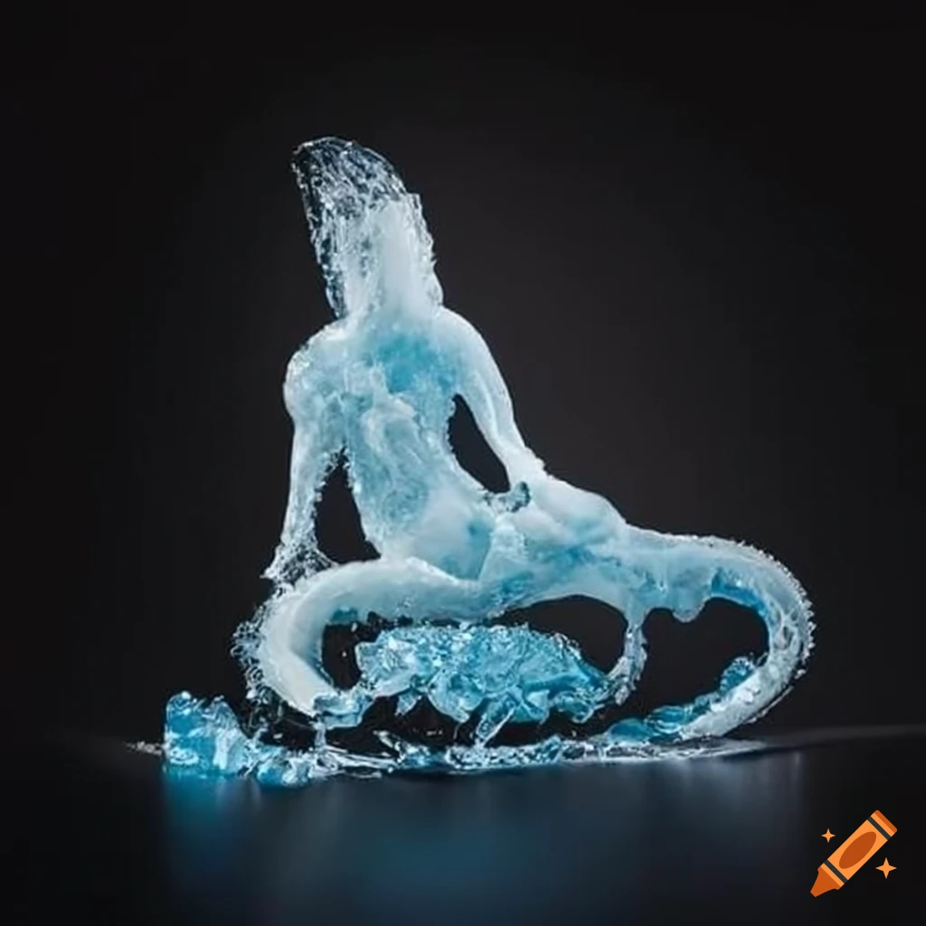 An asura made of ice with 4 arms on Craiyon