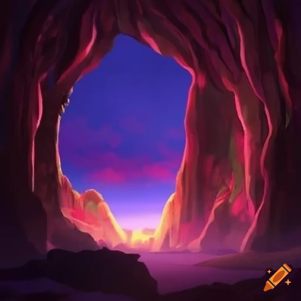 Large and wide hollow cave on Craiyon