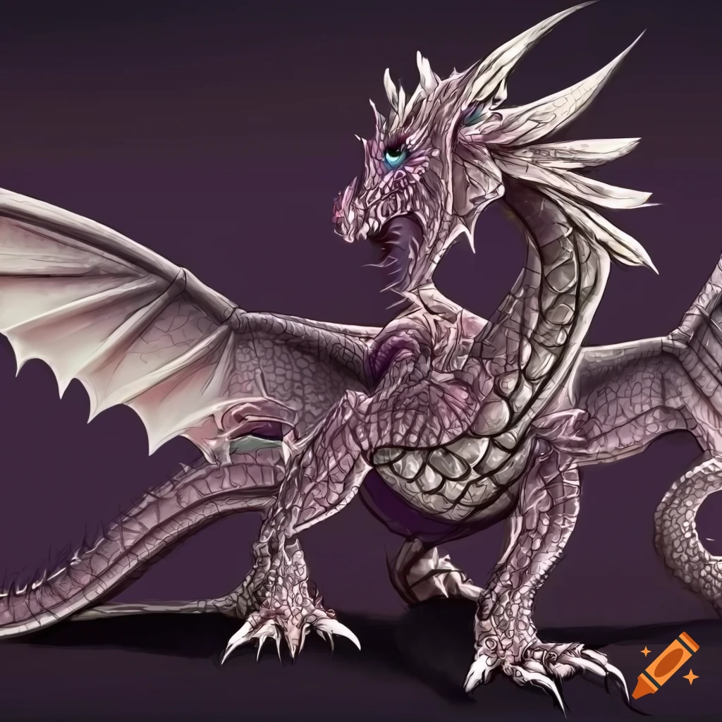 Concept designs of a dragon. Full dragon body. Dragon has four legs and ...