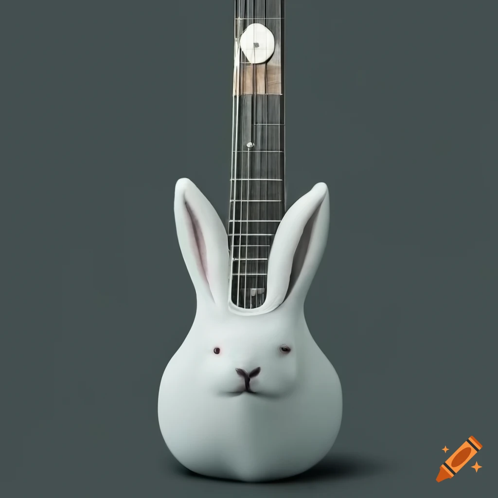 Guitar white rabbit shaped on Craiyon