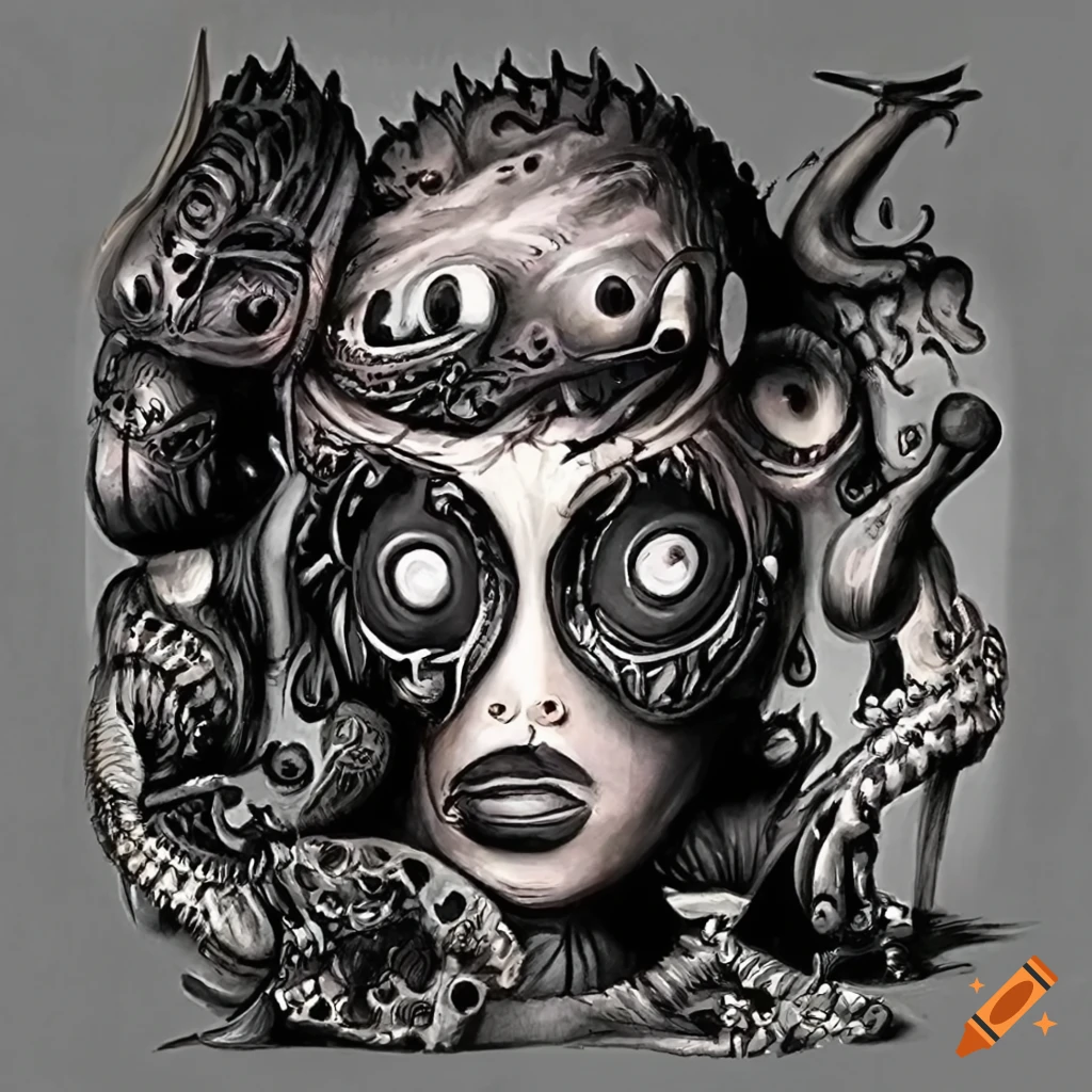 Joe fenton drawing scene decor black and white microcosme many ...