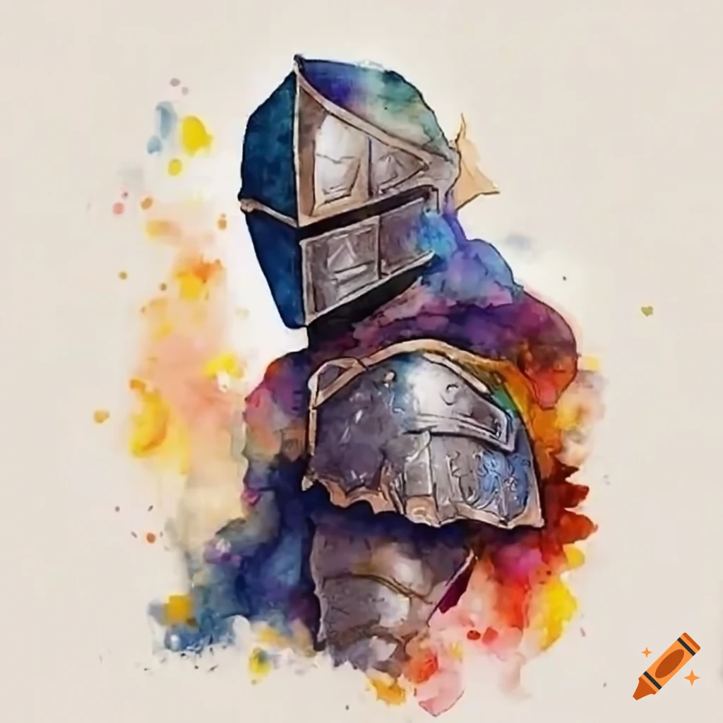 Knight human protector with radiant brands on his face