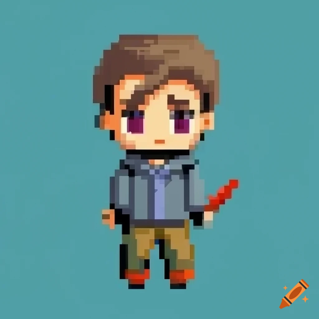 A male kid pixel art on Craiyon