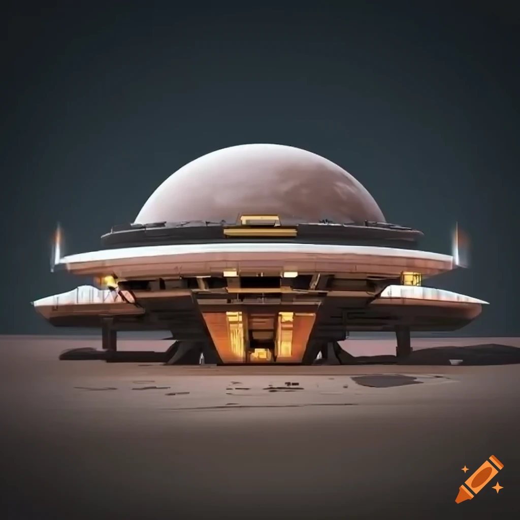 A futuristic base on a moon of one of the outer planets on Craiyon