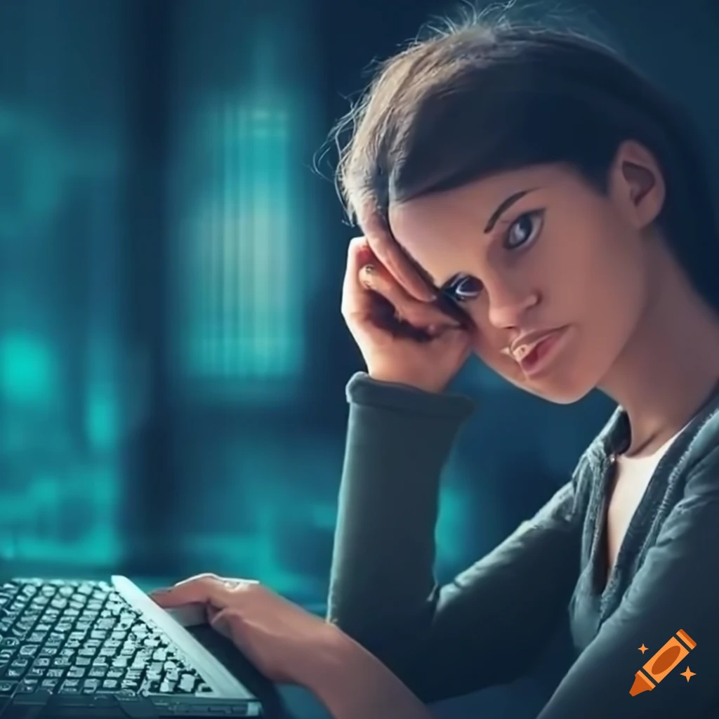 Person deep in thought while working on a computer