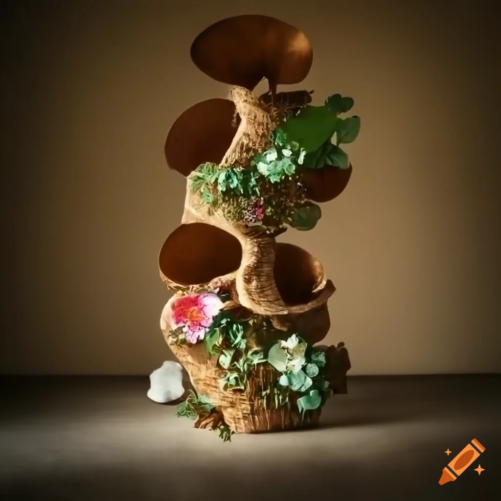 Organic tower made of leaves and flowers. play for children on Craiyon