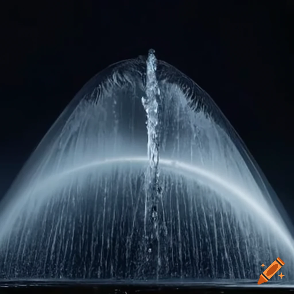 Fountain water sprayed in the shape of wings on Craiyon