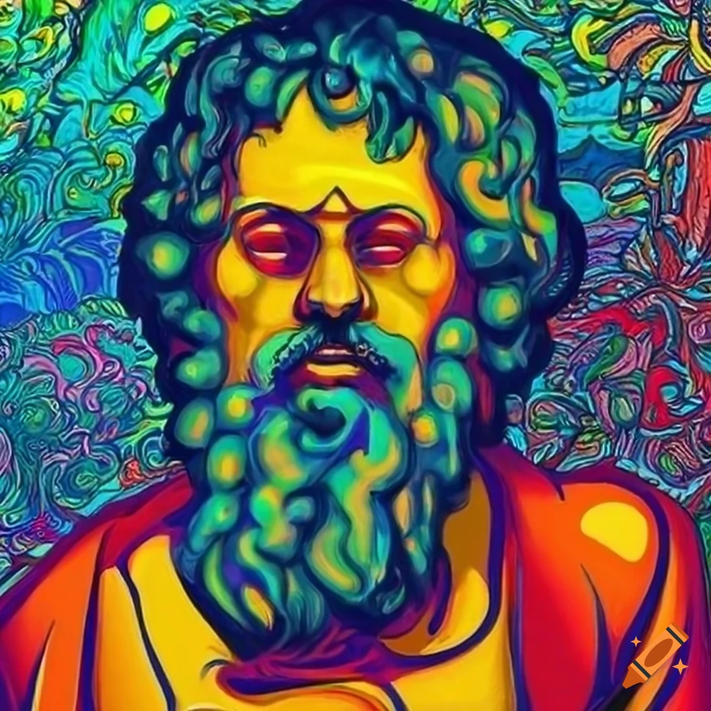 Portrait of socrates phylosopher in psychedelic style