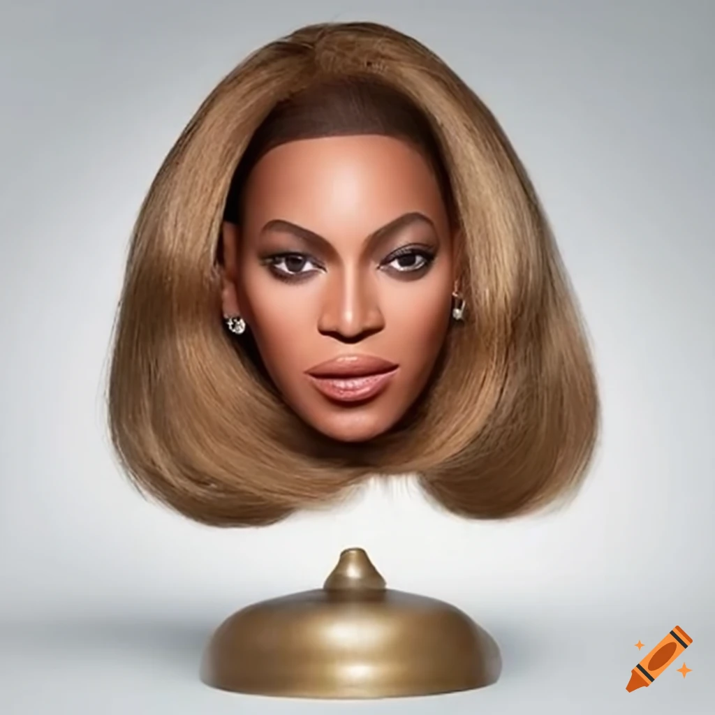 A lifelike Beyoncé styling head showcasing glamorous long hair on a ...