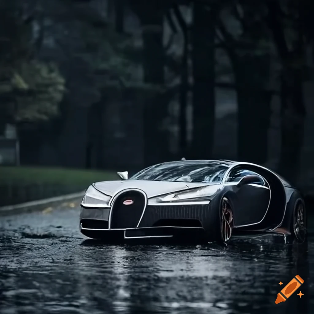 Bugatti in the rain on Craiyon