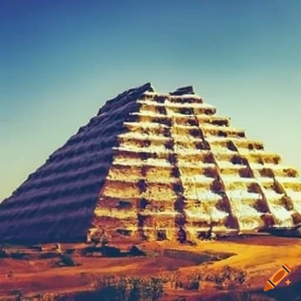 Complex metallic ziggurat of houses