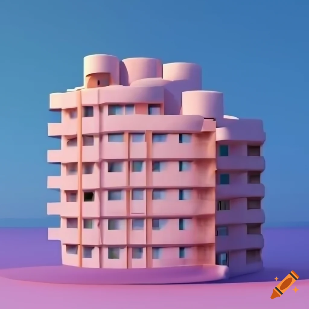 3D render of a fluffy building, Antoni Gaudí, minimal, inspired by ...