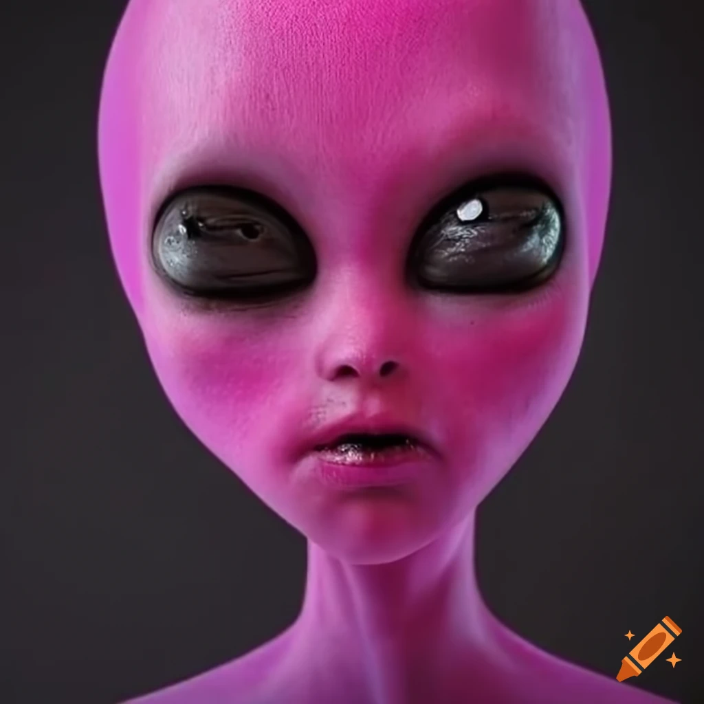 Pink alien girl with black hair and two antennae sticking out of her ...