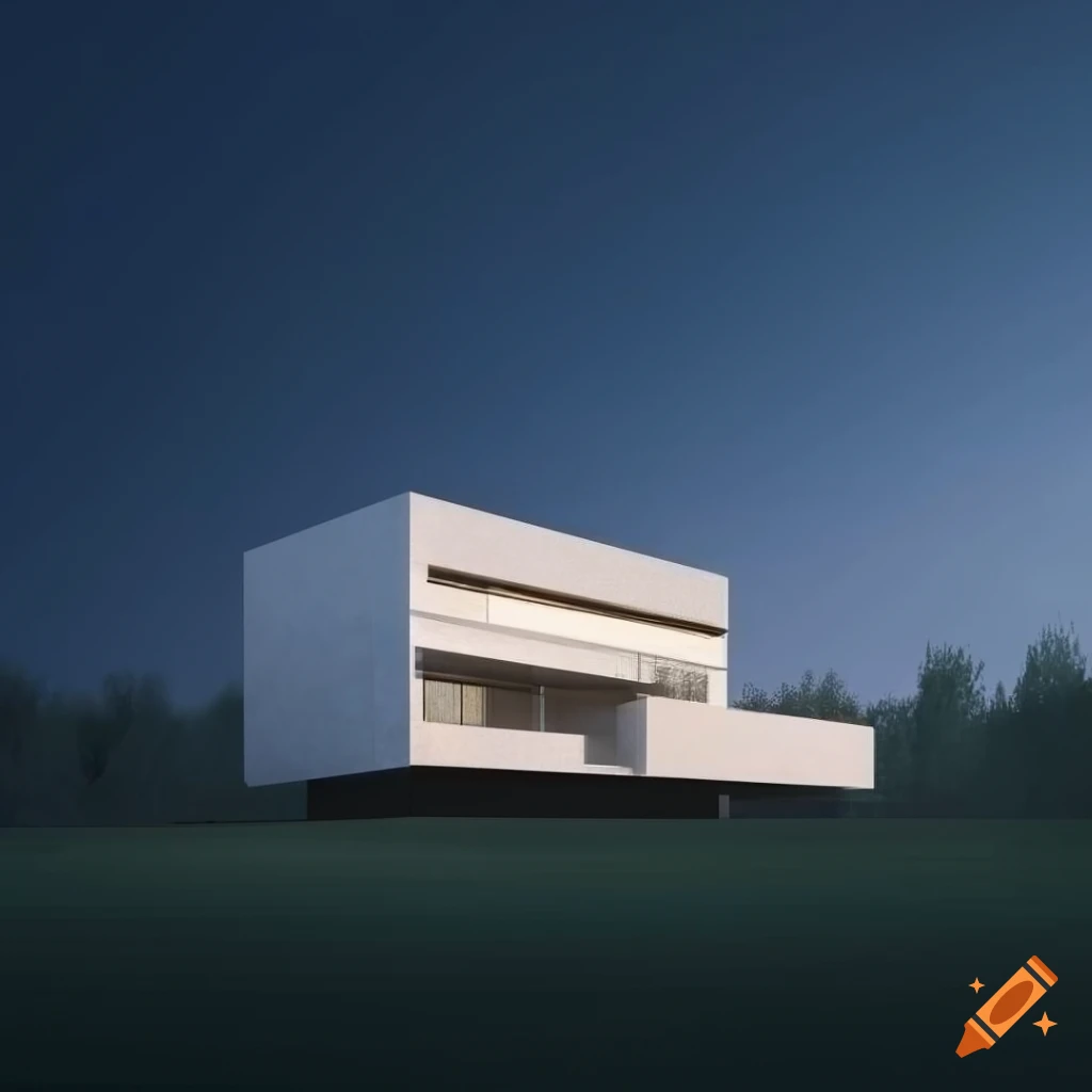 Architectural rendering of a modern concrete house
