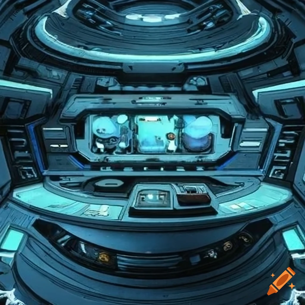 Spaceship control deck on Craiyon