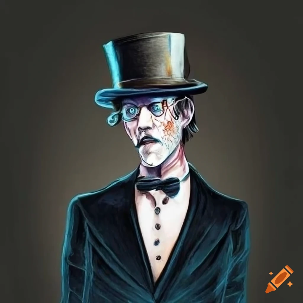 Elegant man in top hat drawn by Tim Burton Elegant man in top hat Art ...