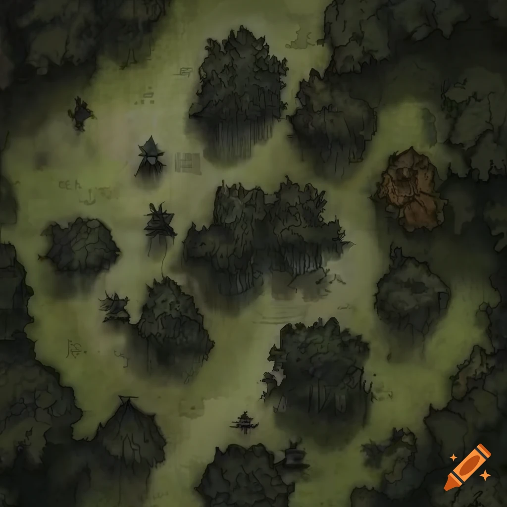 Top down map, forest map, forest, dungeons and dragons, battlemap, traditional