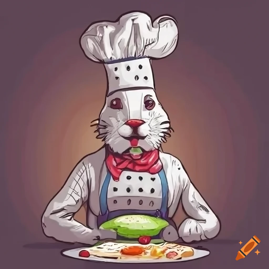 A skilled rabbit chef preparing a delicious meal