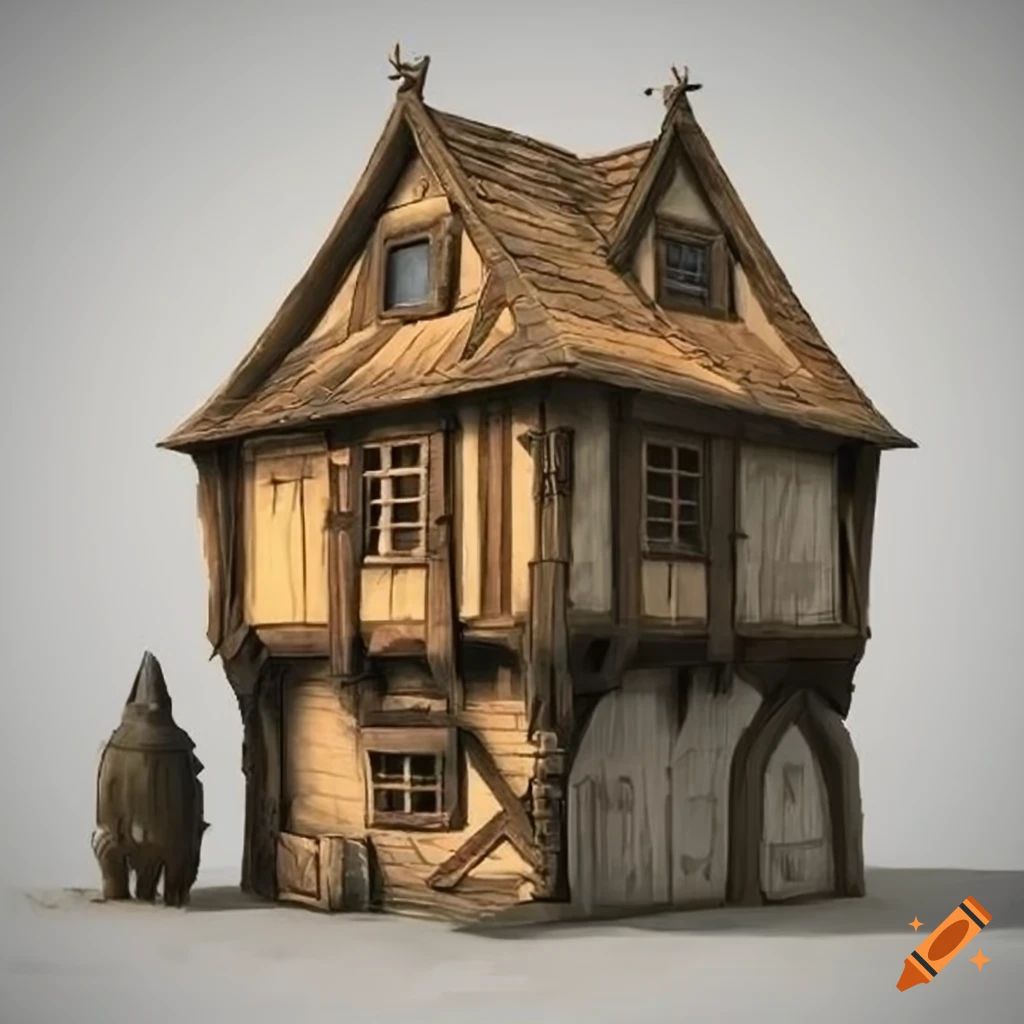Fantasy medieval timber-framed house on Craiyon