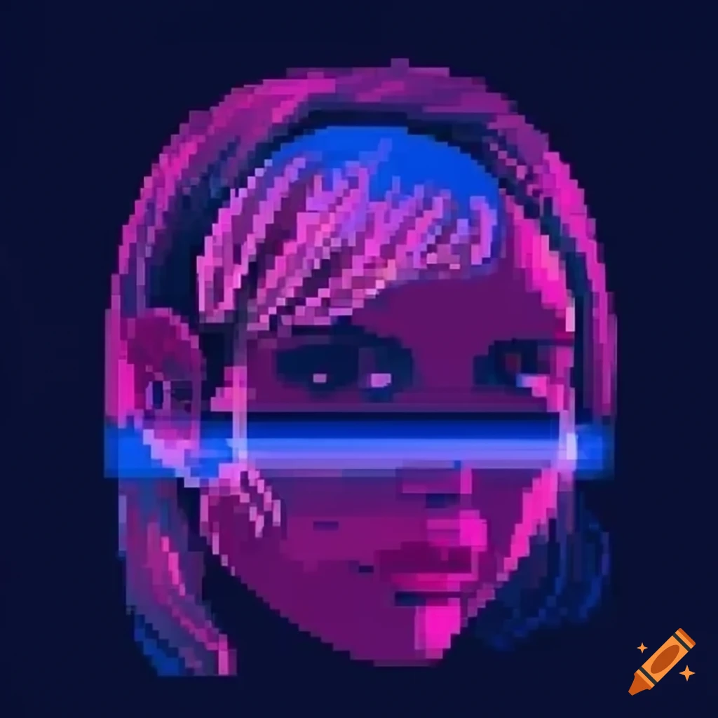 Pixel art, electronic music album cover with dynamic neon visuals on ...