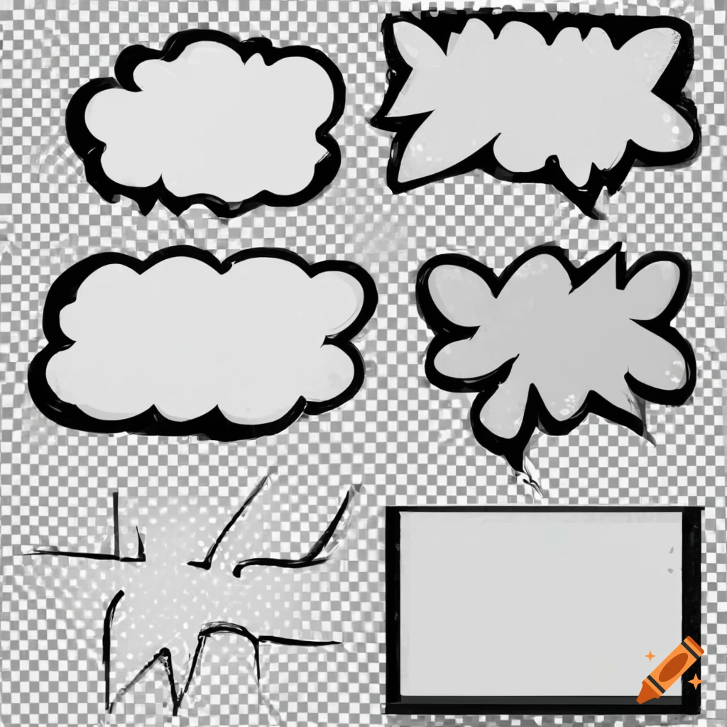 Blank comic book bubbles. black and white empty comic book template