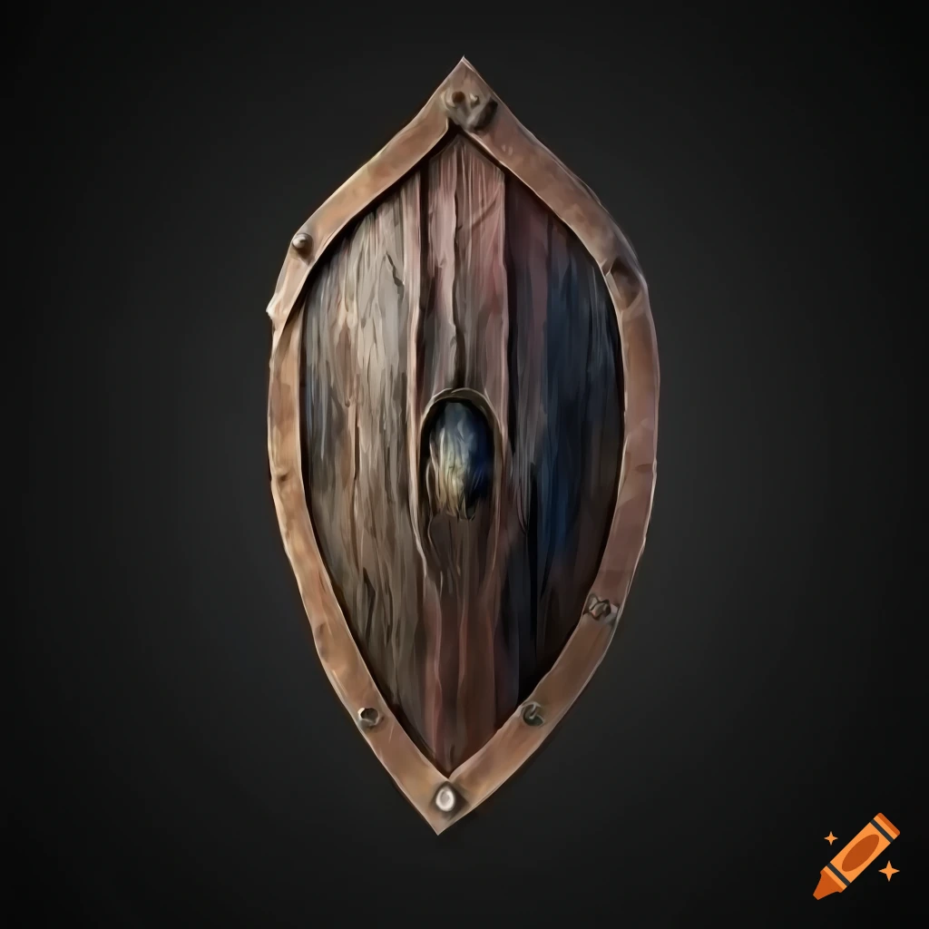 Fantasy item. black background. realistic ghost shield