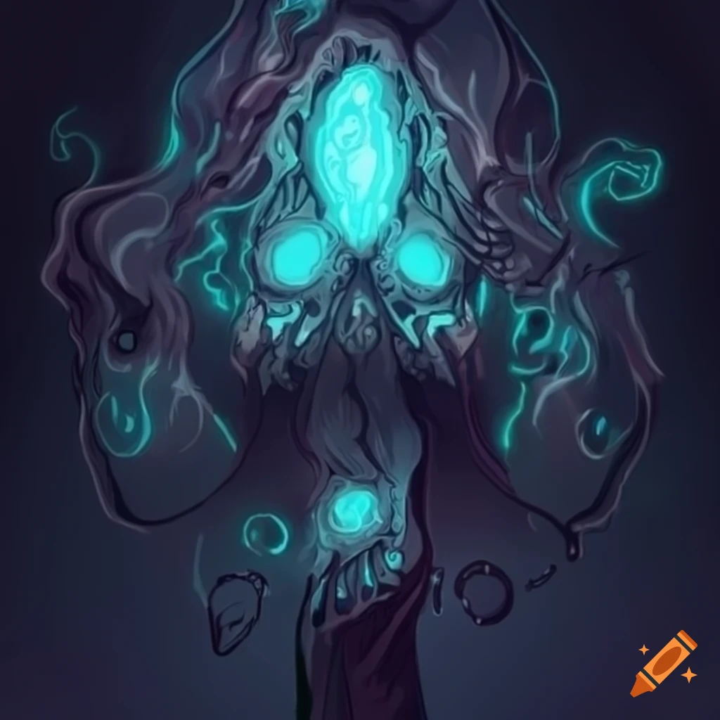 Eldritch god with inkblot inspired minimalistic design on Craiyon