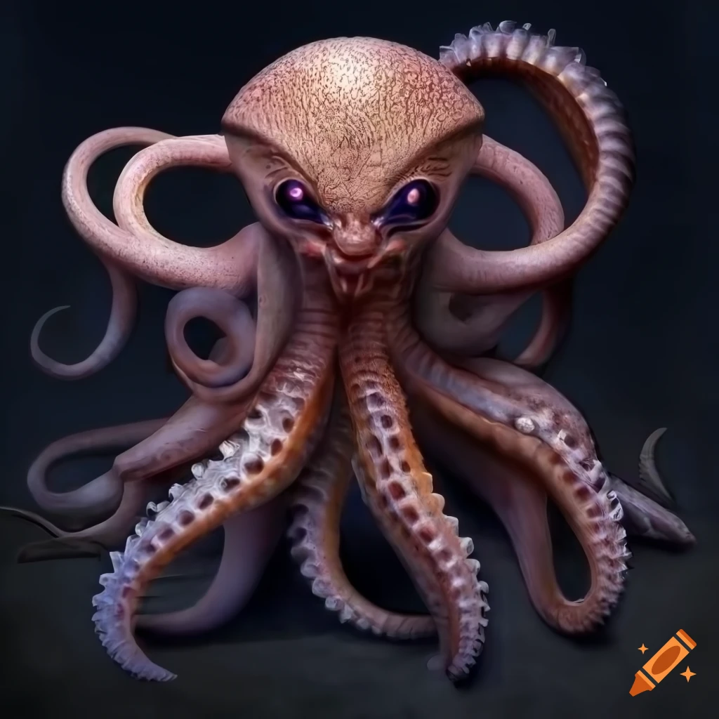 A mysterious alien creature with tentacles and otherworldly presence ...