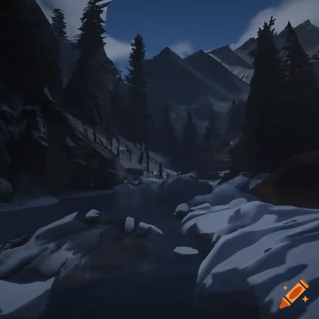 Unreal engine 5 low snowy mountains