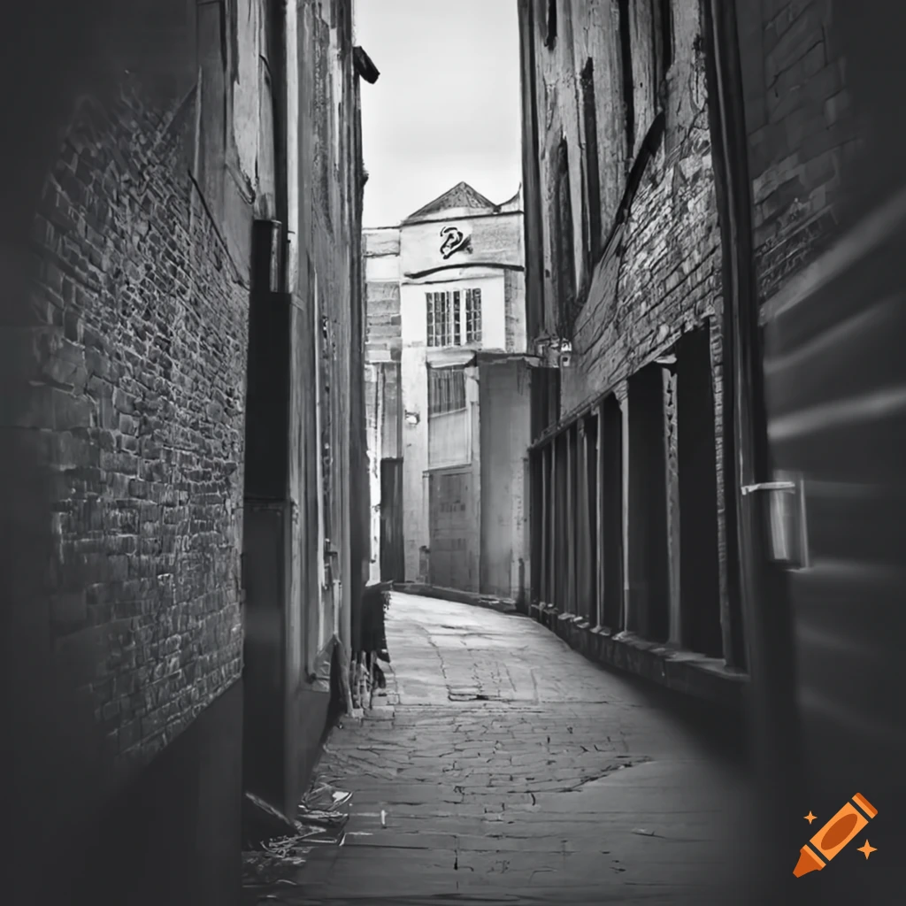 Cool 1950s alleyway with photo realistic at night on Craiyon