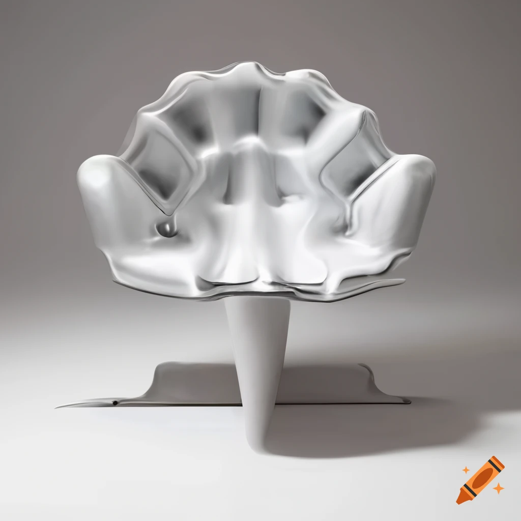 Intricate postmodern error chair made of aluminum that has melted too ...