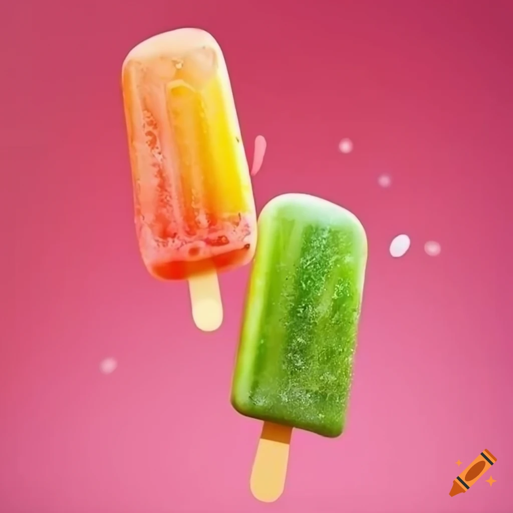 Melting detailed rendering colorful cubical shaped fruity popsicle ice ...