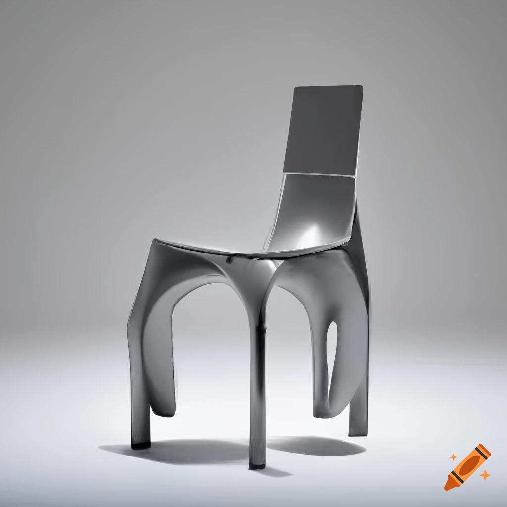Intricate postmodern error chair made of aluminum that has melted too ...