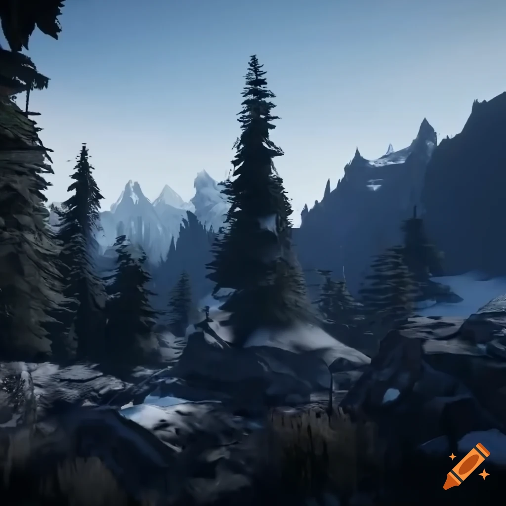Unreal engine 5 snowy mountains on Craiyon