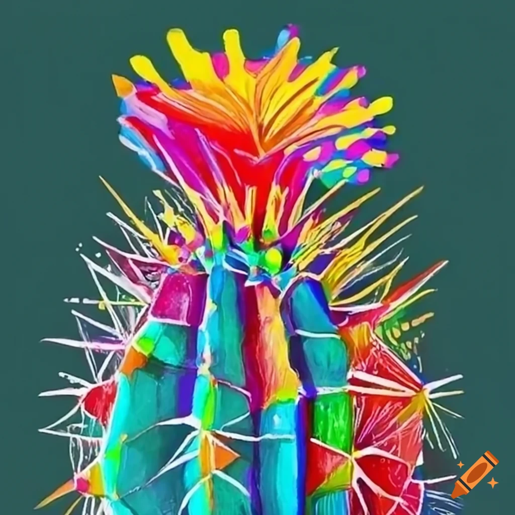 Bright picasso davinci cactus in outrageous colors on Craiyon