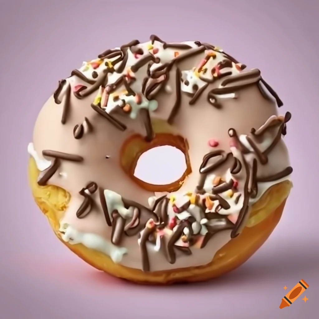 Epic donut with fluffy cream and chocolate sprinkles