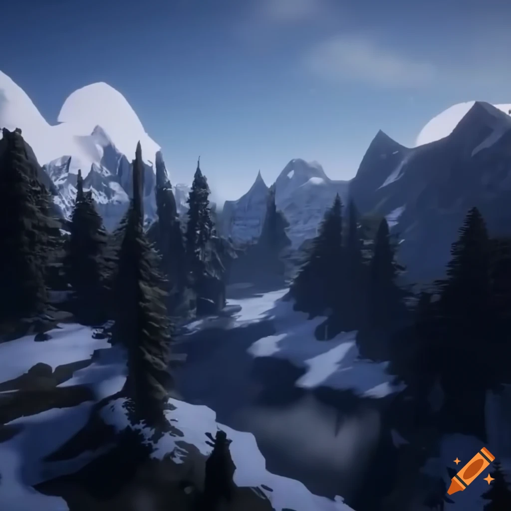 Unreal engine 5 low snowy mountains