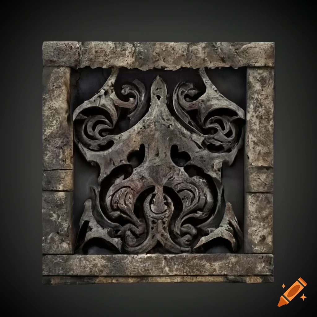 Weathered stone, gothic sign, dark souls style, square tile, good ...