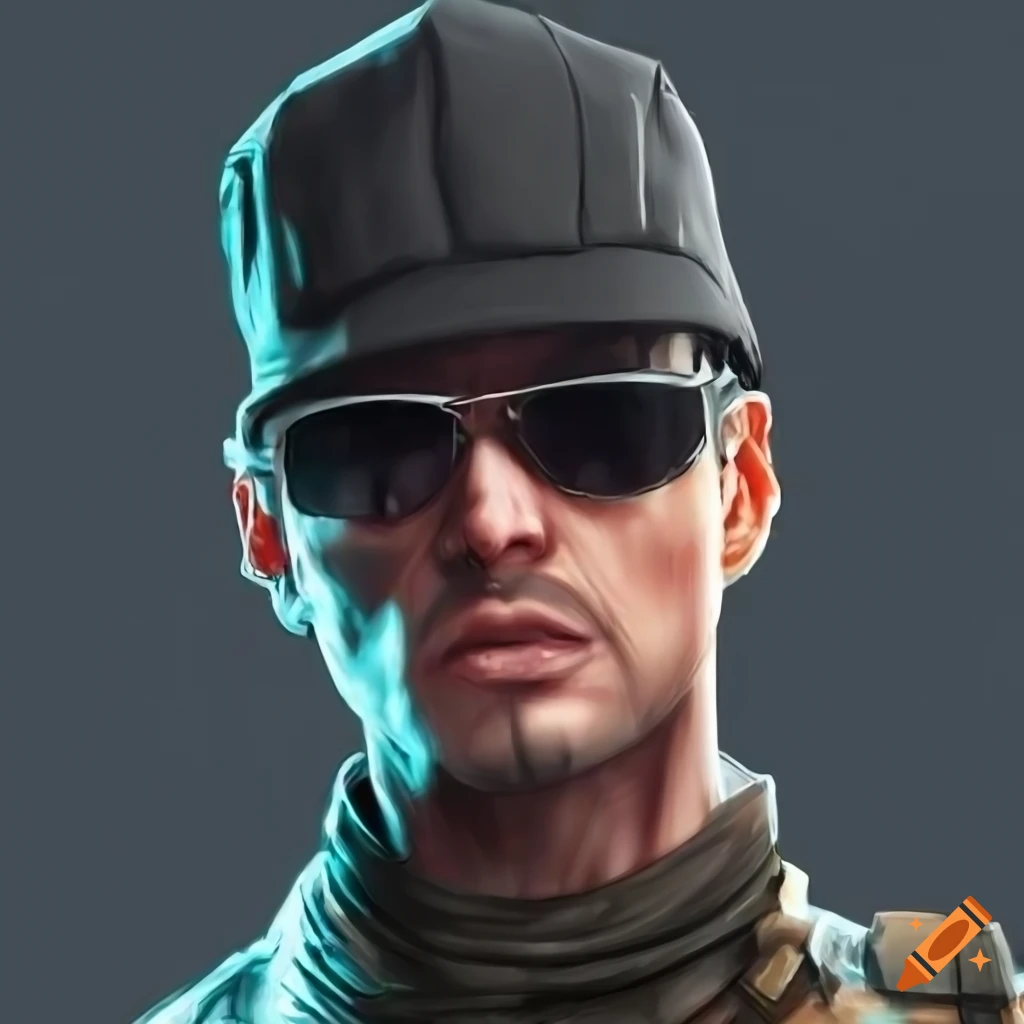 A realistic, cyberpunk mercenary with sunglasses and a black baseball ...