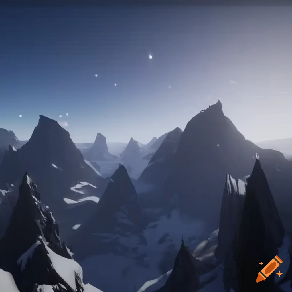 Unreal engine 5 low snowy mountains on Craiyon