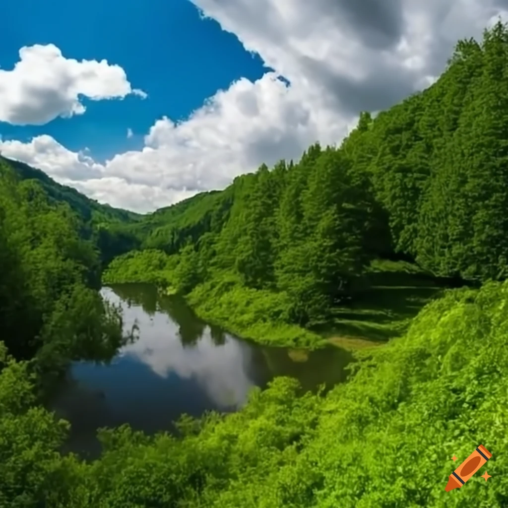 Natural landscape in the camera lens on Craiyon
