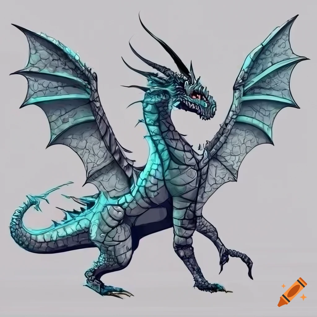 Concept designs of a dragon. full dragon body. dragon has four legs and ...