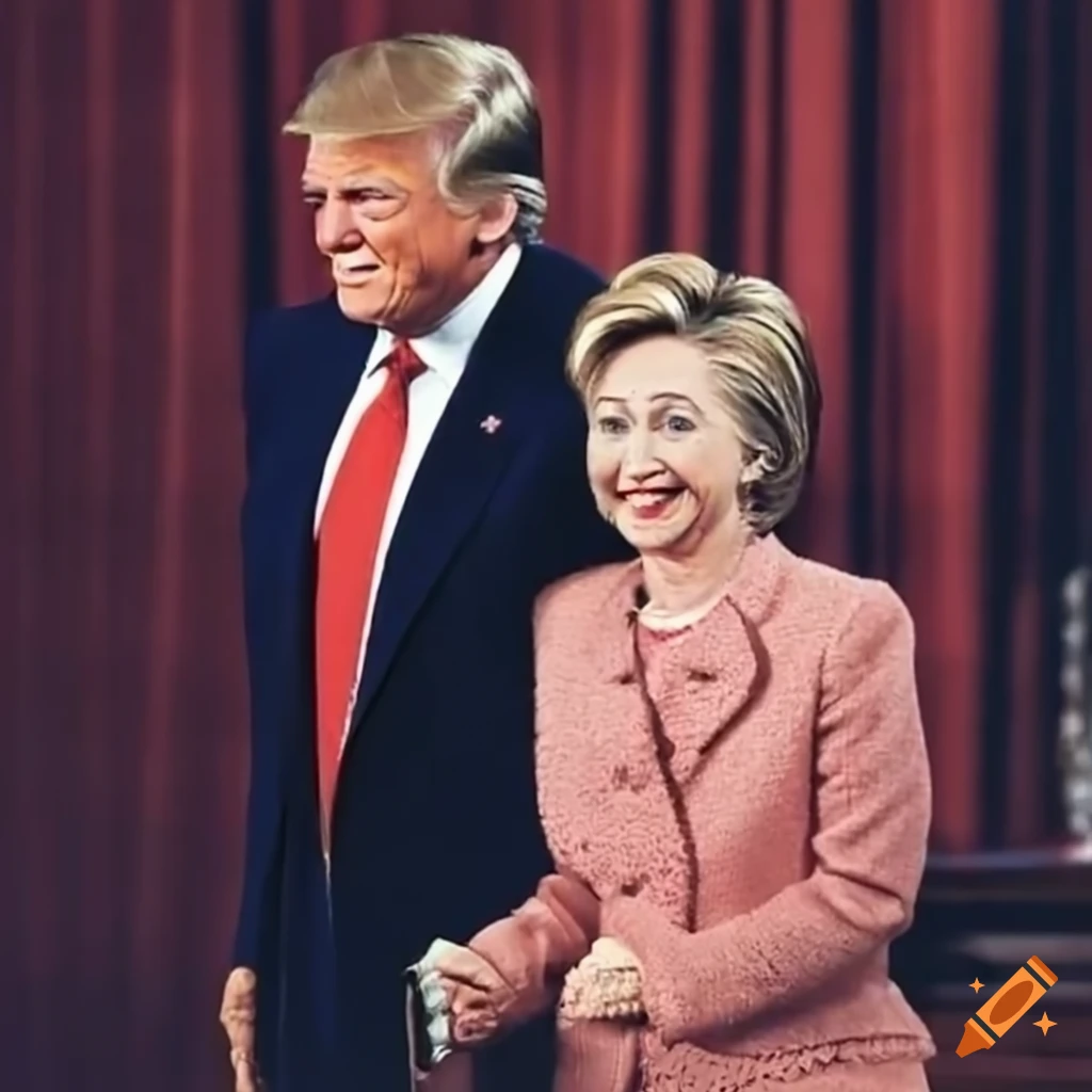 1990s donald trump cuddling hillary clinton on Craiyon