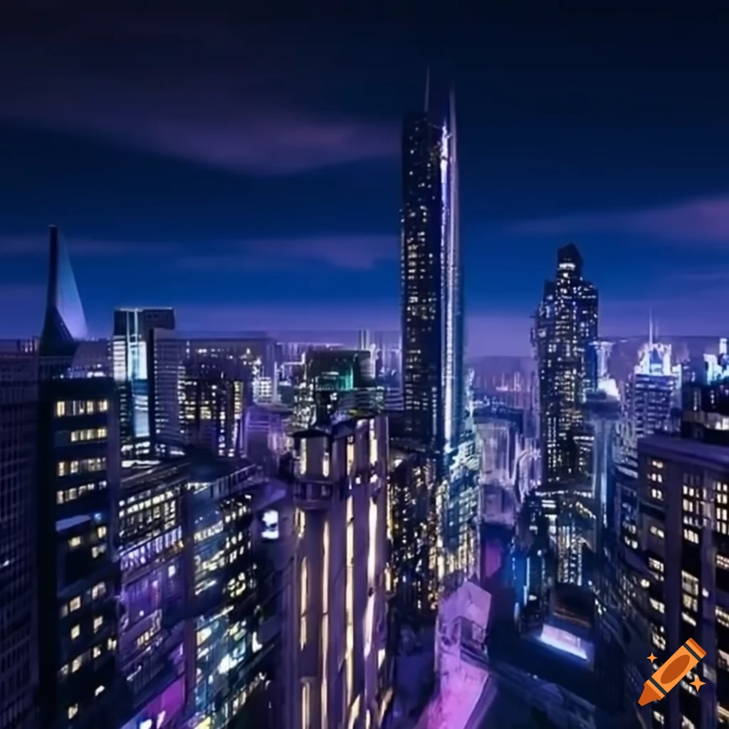 Futuristic city with high rise night view just like bladerunner 2049 on ...