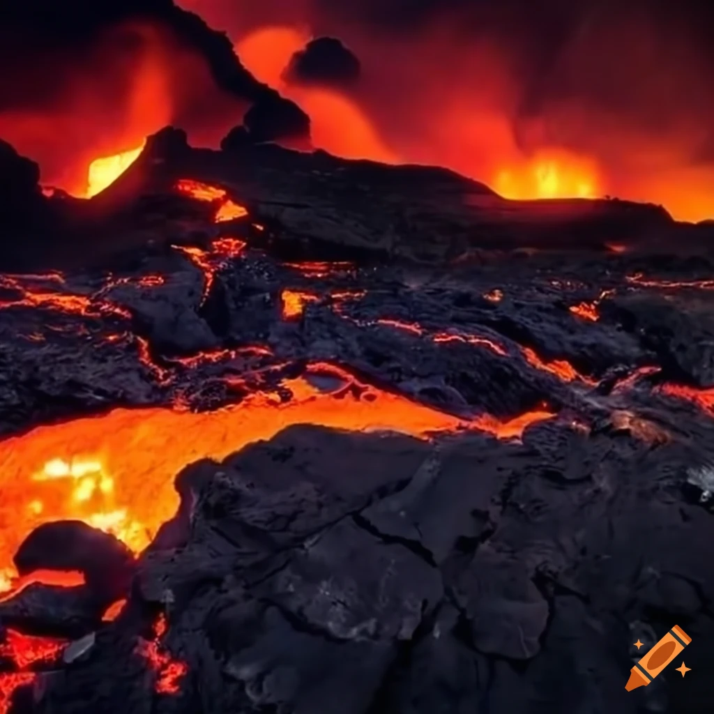 Hazardous lava-filled landscapes