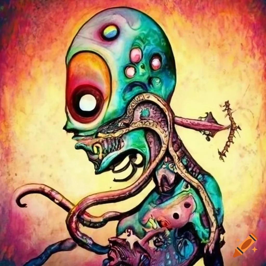 Joe fenton drawing scene decor microcosme many creatures surrealist ...