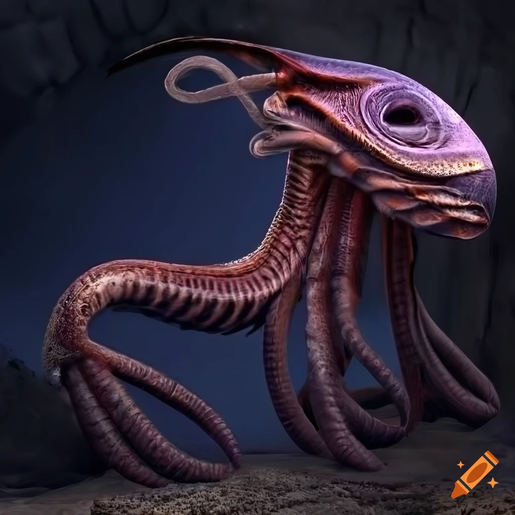 A mysterious alien creature with smooth tentacles smooth skin and ...